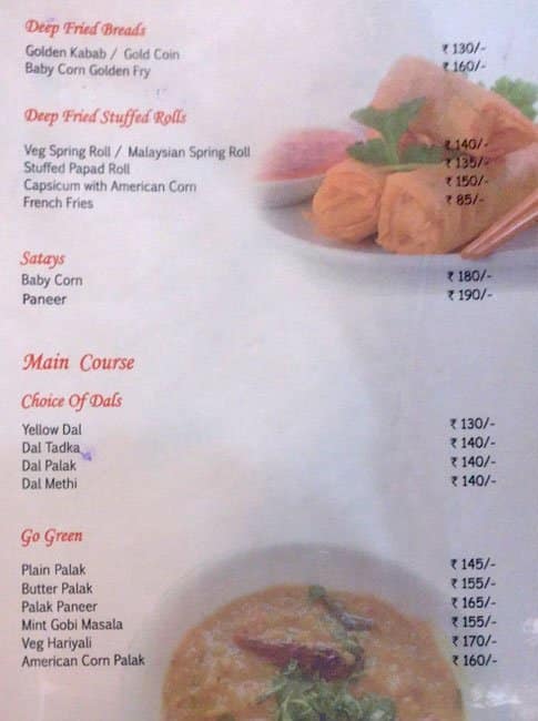 Menu at Green Gardenia Hotel, Bengaluru, 376, Puttalingiah Rd