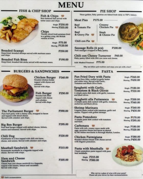 Menu at The Royal Piccadilly Restaurant and Cakery, Quezon City