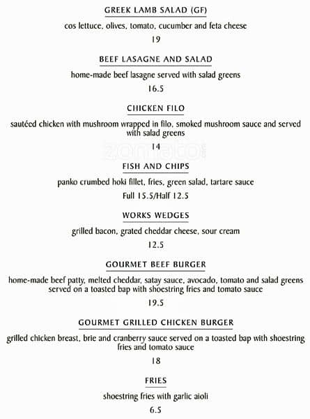 Menu at The Bar at Solway Park, Masterton, High St