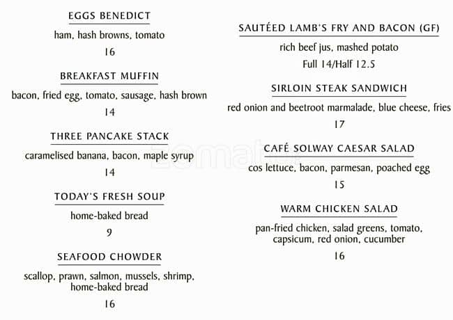 Menu at The Bar at Solway Park, Masterton, High St