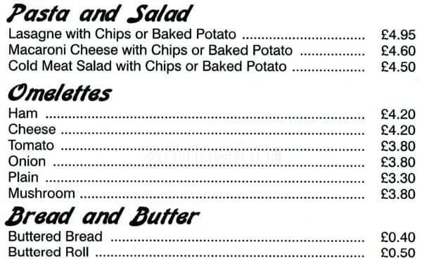 Menu at Copper Pot cafe, Glasgow