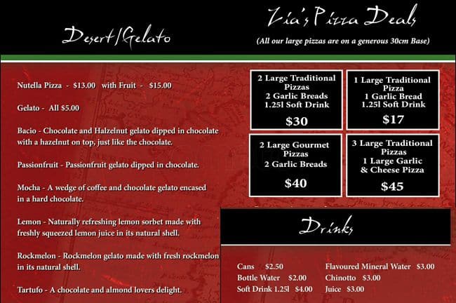 Menu at Arncliffe Zia Maria Pizza pizzeria, Bardwell Valley
