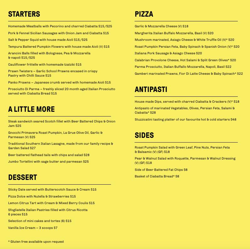 Menu at Killara Estate Vineyard and Cellar Door restaurant, Seville