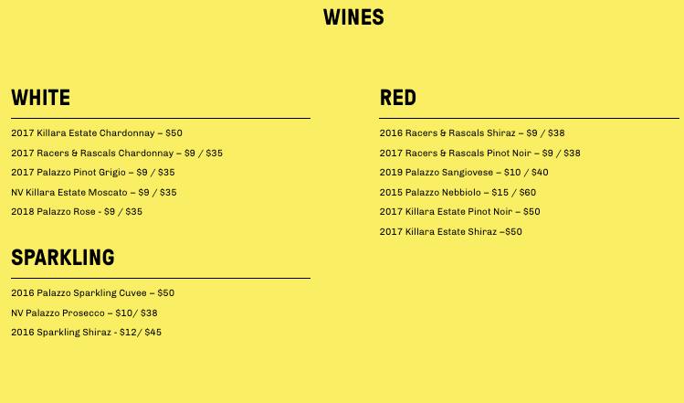 Menu at Killara Estate Vineyard and Cellar Door restaurant, Seville