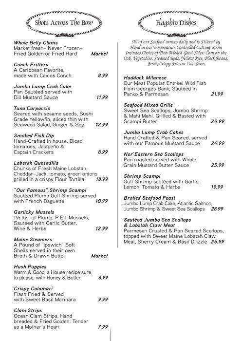 Menu at New England Fish Market & Restaurant, Palm City