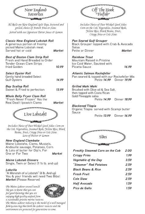 Menu at New England Fish Market & Restaurant, Palm City