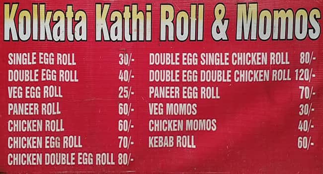 Menu of Kolkata Kathi Roll & Momos, Indirapuram, Ghaziabad