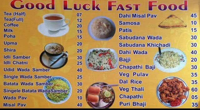 Menu of Goodluck Cafe And Snacks, Chinchwad, Pune