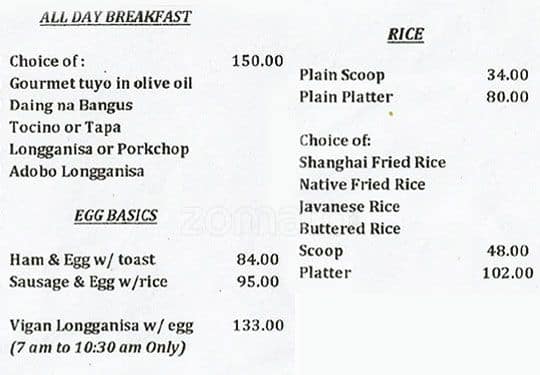 Menu at Little Quiapo Soda Fountain & Restaurant, Parañaque