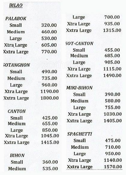 Menu at Little Quiapo Soda Fountain & Restaurant, Parañaque