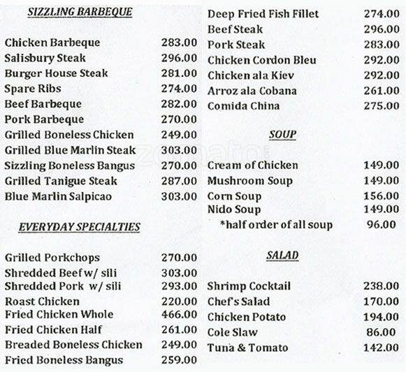 Menu at Little Quiapo Soda Fountain & Restaurant, Parañaque