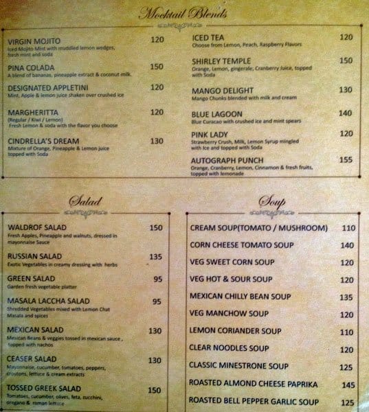 Autograph - Armoise Hotel Menu - Zomato