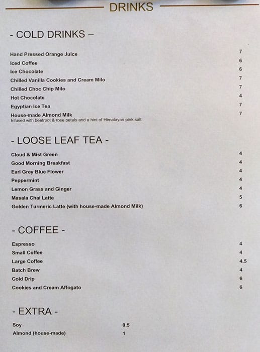 Menu at Meraki Merchants cafe, Parramatta