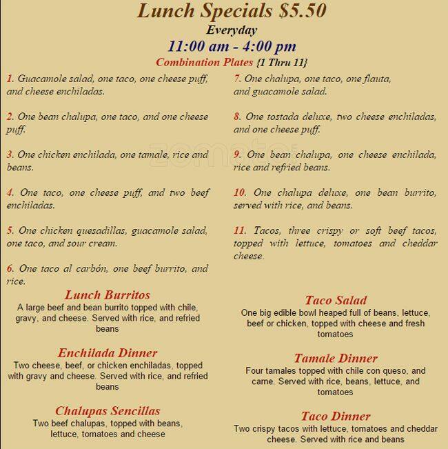 Menu at Las Ramadas Mexican Grill & Bar, Spring, Cypresswood Dr