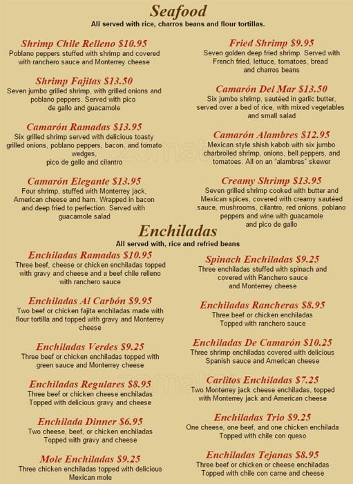 Menu at Las Ramadas Mexican Grill & Bar, Spring, Cypresswood Dr