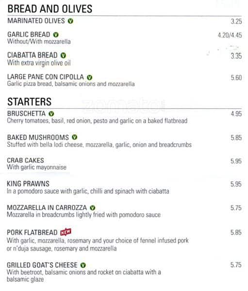 Menu at Prezzo Italian Restaurant Manchester Media City, Salford, Orange