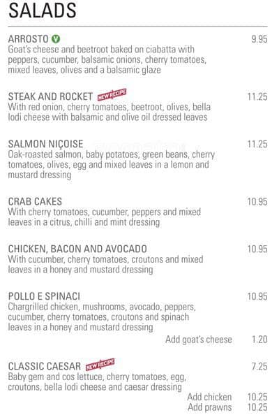 Menu at Prezzo Italian Restaurant Manchester Media City, Salford, Orange