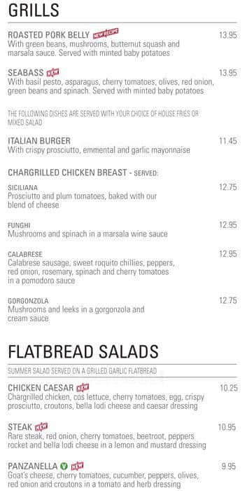 Menu at Prezzo Italian Restaurant Manchester Media City, Salford, Orange