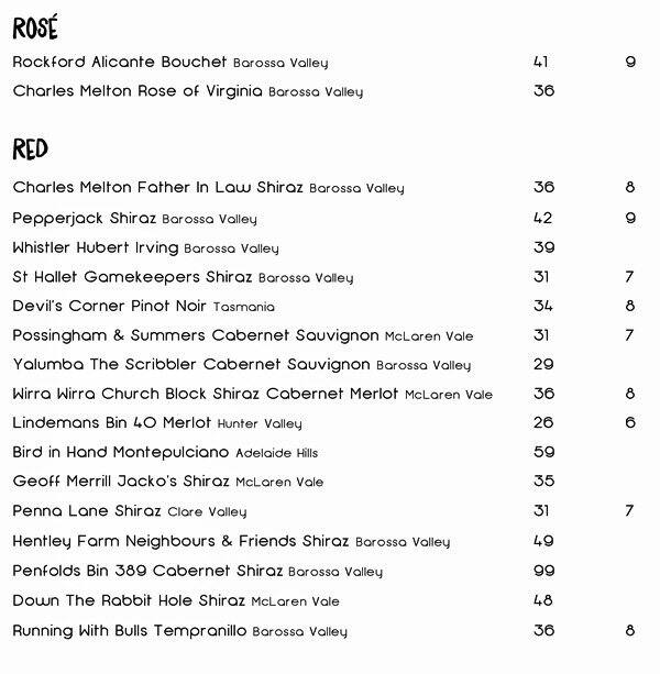 Menu at The Highlander restaurant, Gilles Plains