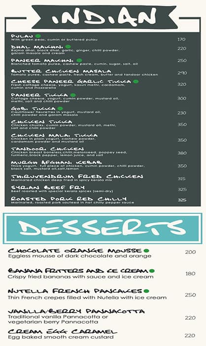 Menu At Grasshopper Chennai 