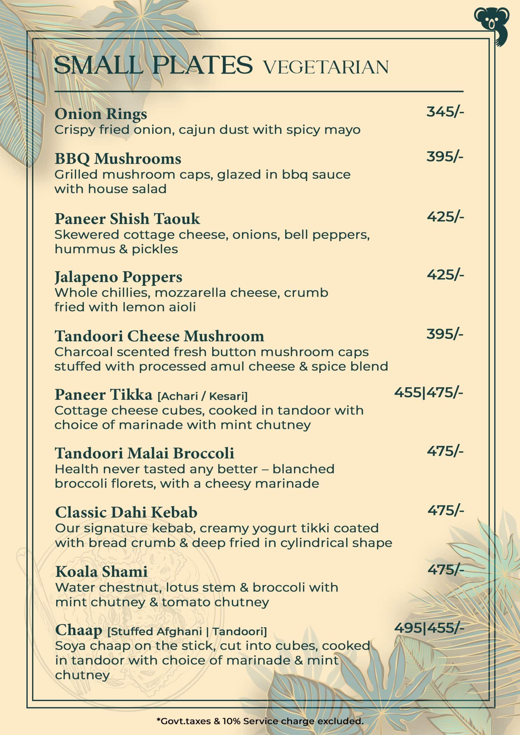 Menu of Koala Kitchen Bar, Sector 37, Faridabad