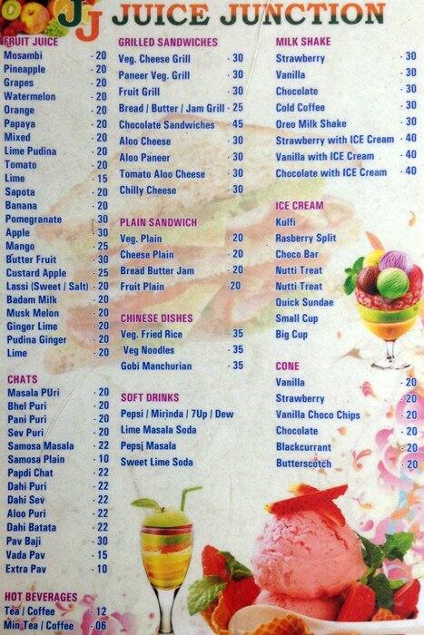 J J Juice Junction Menu, Menu for J J Juice Junction, Jayanagar ...