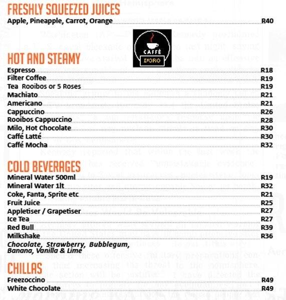 Menu at The Propeller On Grand pub & bar, Midrand