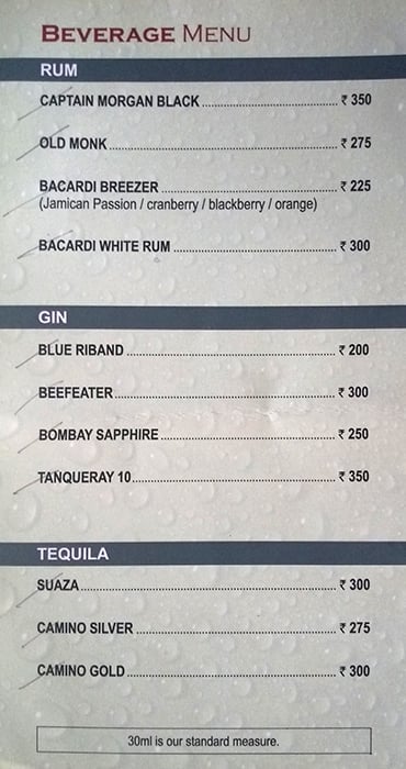 Menu at Amnesia, Urse