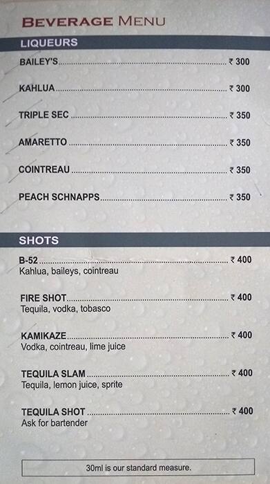 Menu at Amnesia, Urse