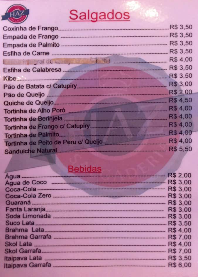 Menu em Haz Salgaderia café, São Paulo