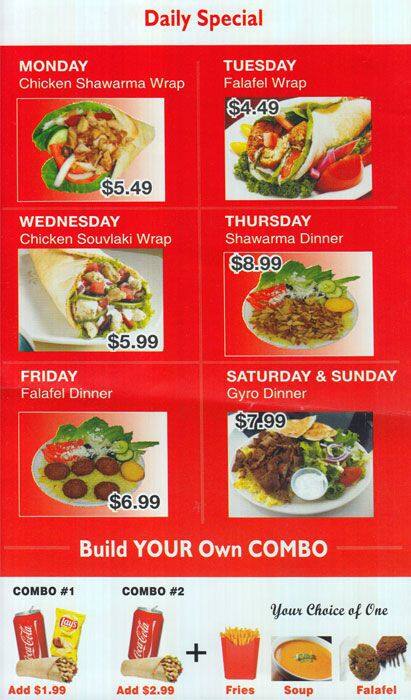 Menu at Pita Lite restaurant, Vaughan, Islington Ave