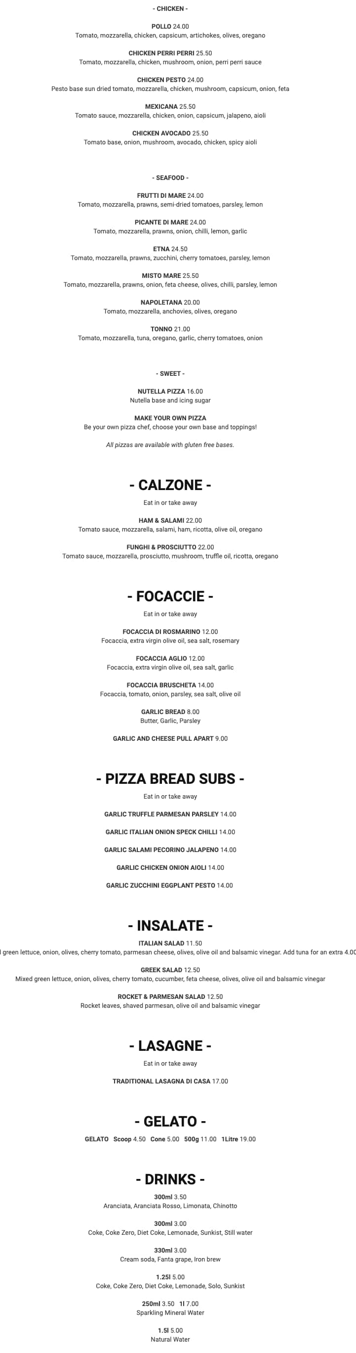 Menu at Rosso Cavallino Mosman pizzeria, Mosman, 4/803 Military Rd