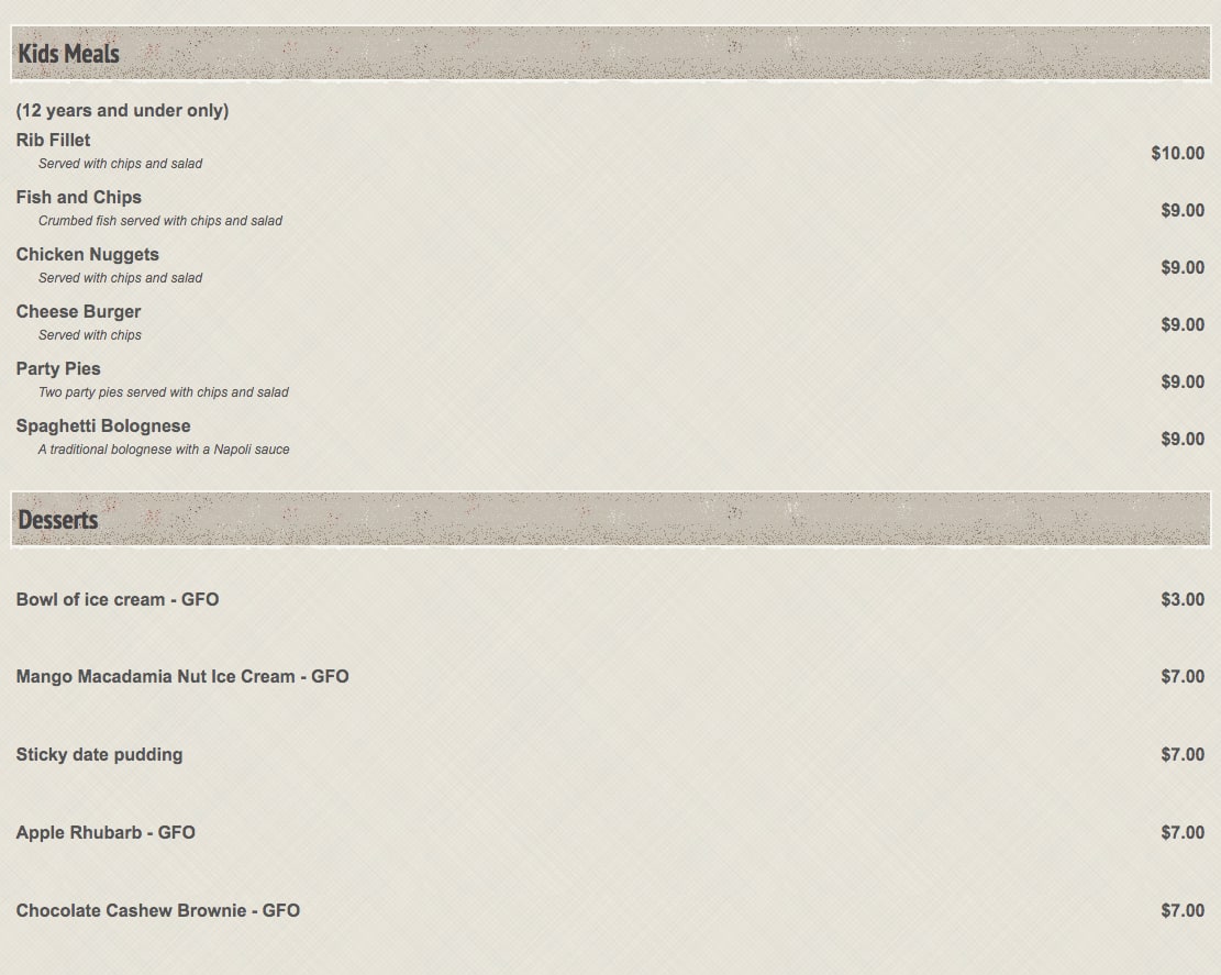 Menu at The Royal Hotel pub & bar, Yamanto