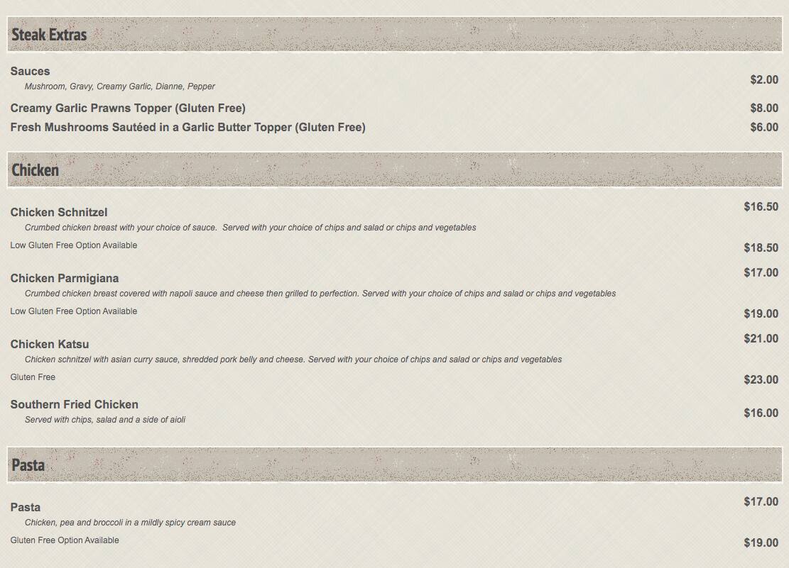 Menu at The Royal Hotel pub & bar, Yamanto