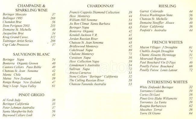 Menu at The Broker Restaurant, Denver