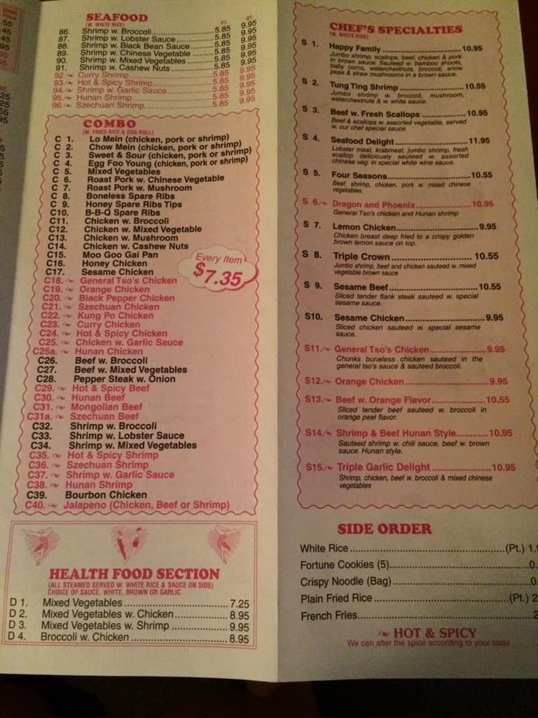 Menu at Great China restaurant, Dothan