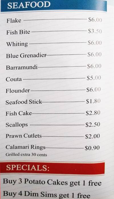 Menu at Lalor Plaza Fish & Chips fast food, Lalor