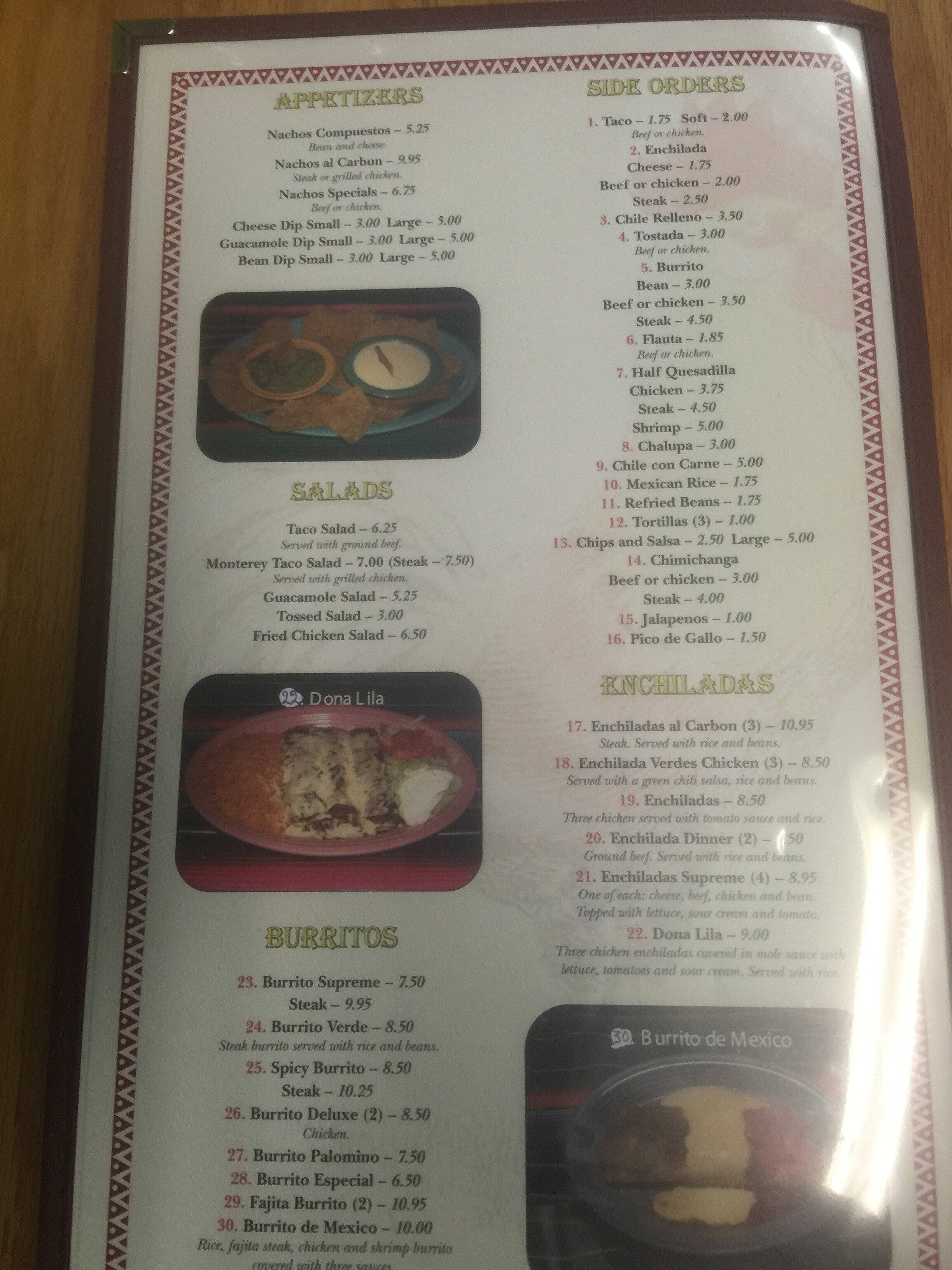 Menu at El Gallo DOS restaurant, Auburn
