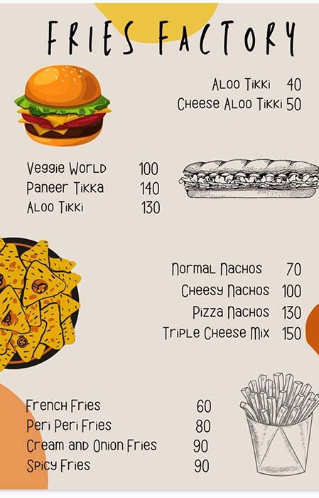Menu of Fries Factory, Kandivali West, Mumbai