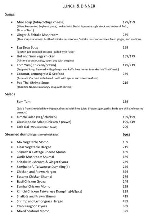 Menu of Kyoto, Tiger Circle, Manipal