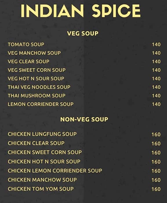Menu of Indian Spice, Talegaon, Pune