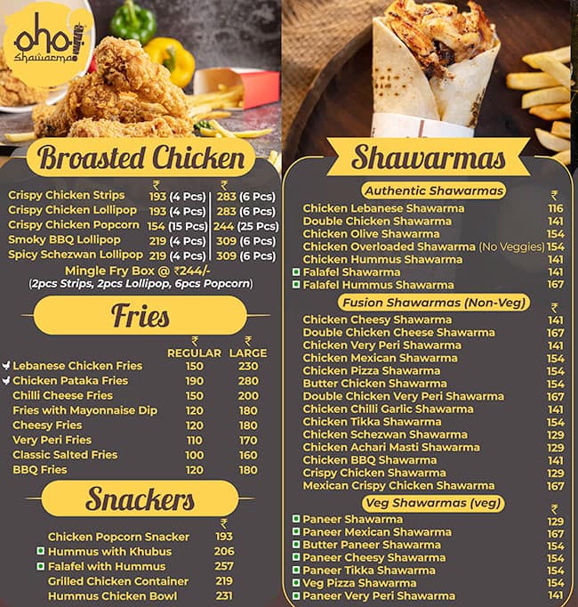Menu of Oho Shawarma, Vashi, Navi Mumbai