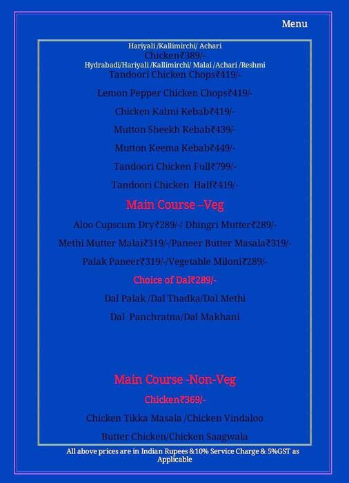 Menu at Eden Park Restaurant, Bengaluru, 21