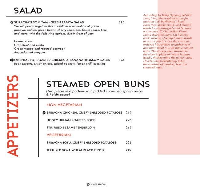 Sriracha Menu, Menu for Sriracha, Lavelle Road, Bangalore - Zomato