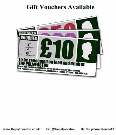 Menu at The Palmerston pub & bar, London, 91 Lordship Ln