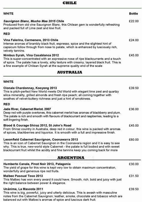 Menu at The Palmerston pub & bar, London, 91 Lordship Ln
