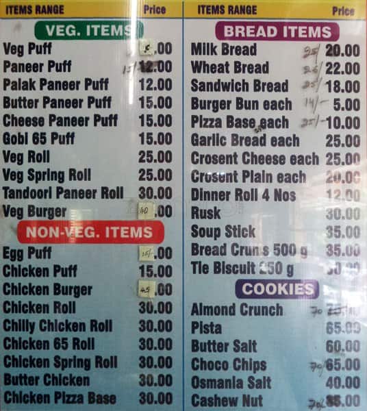 Menu at Kipps Pastries, Secunderabad, New Gharonda Supermarket