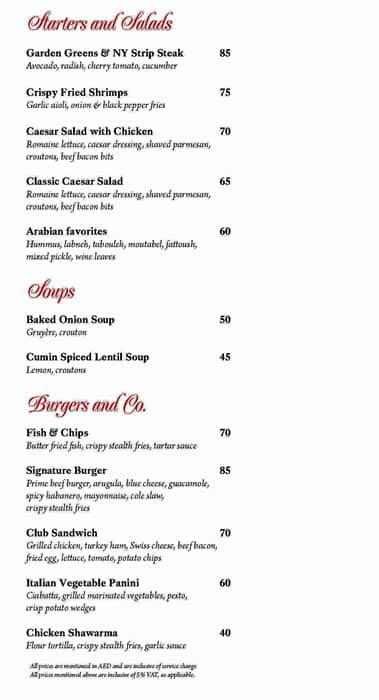 Menu at The Lobby Cafe, Sharjah, Al Arouba St