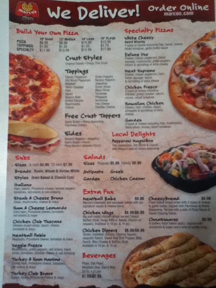 Marco's Pizza a Charleston: Foto del Menu con Prezzi - Urbanspoon/Zomato