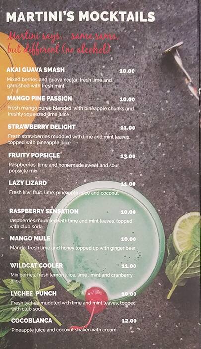 Menu at Martini and Co Werribee restaurant, Hoppers Crossing